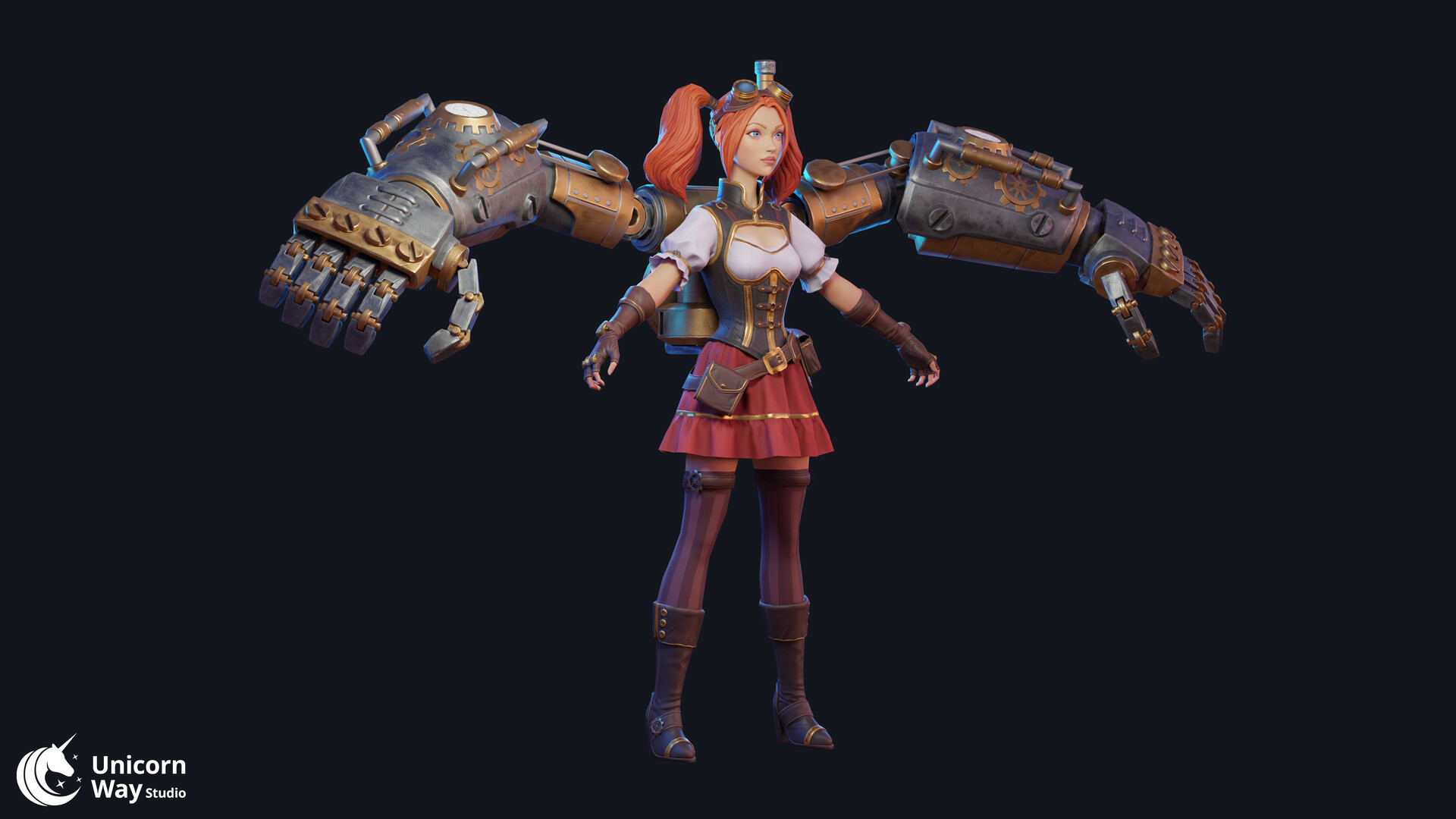 ArtStation - Steampunk girl with mechanical arms