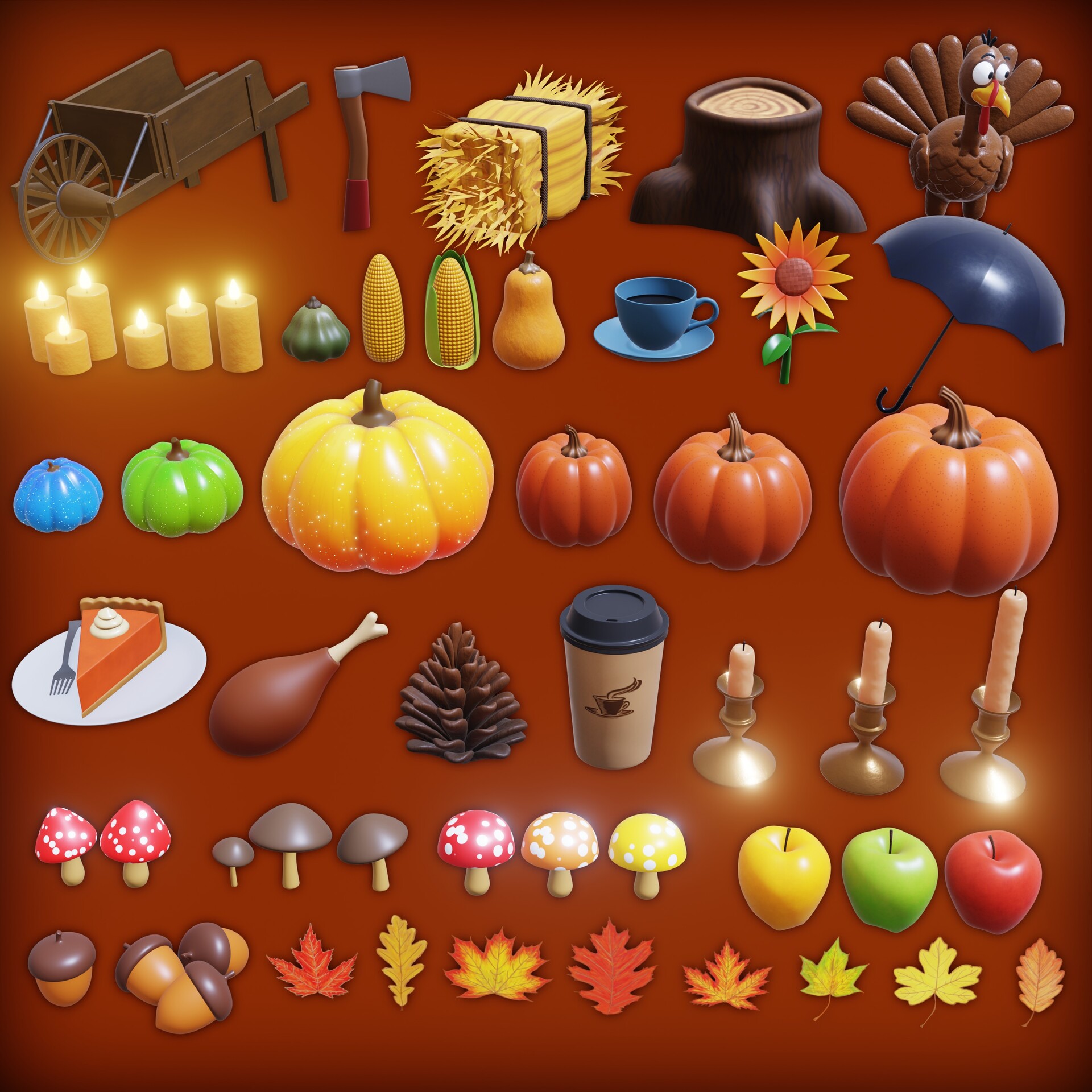ArtStation - Stylized Fall Autumn Asset Pack 🎃 🍁 🍂
