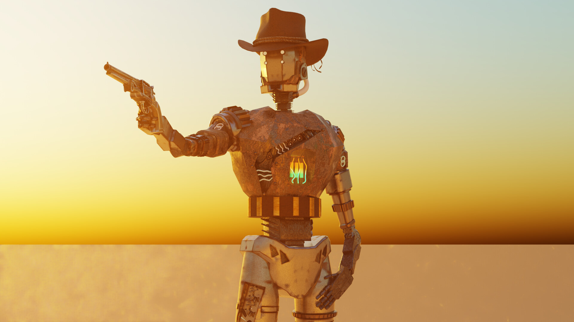 ArtStation - Western cowboy-robot | 3d model | blender