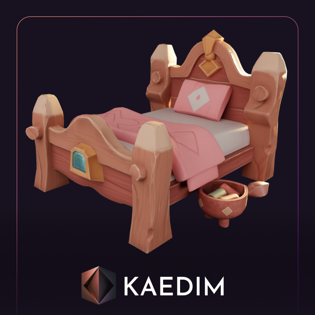 ArtStation - Bed | 3D Stylised Game Asset | Kaedim