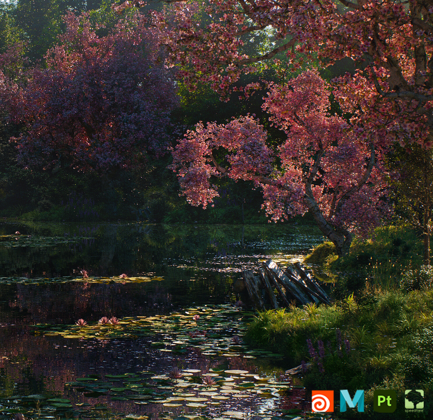 ArtStation - The Bridge of Forgotten Cherry Trees - 3D Environment