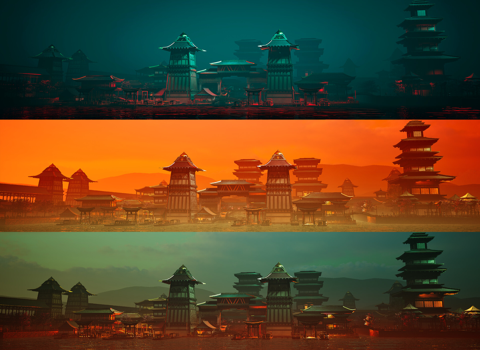 ArtStation - Lighting Study - Asian Town