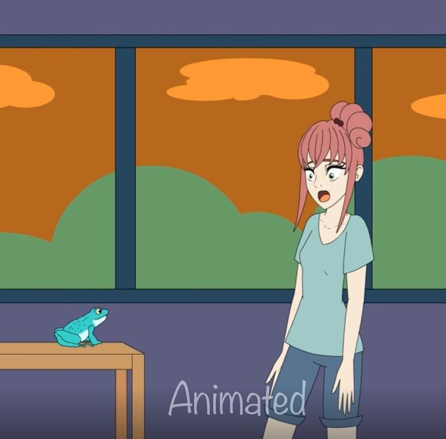 ArtStation - Girl jumped by the Frog - 2D Animation