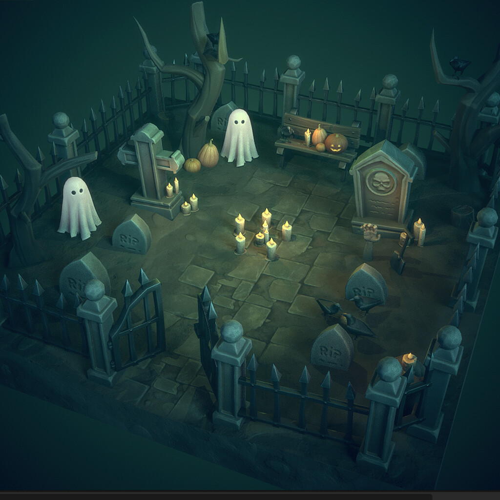 ArtStation - Halloween graveyard