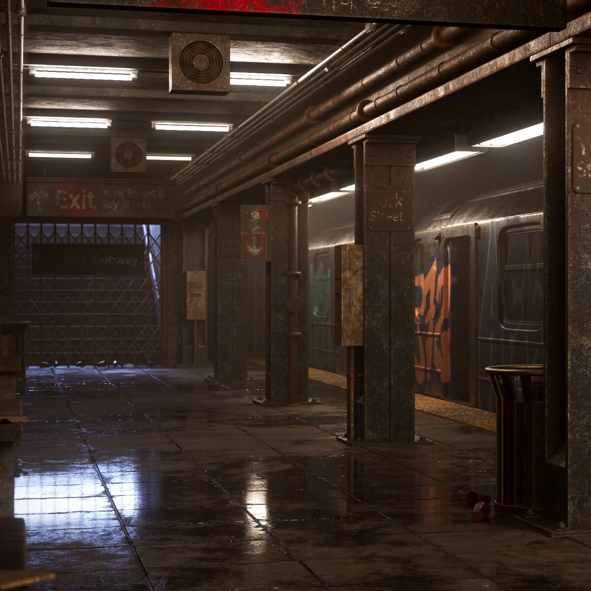 ArtStation - Abandoned Subway Station