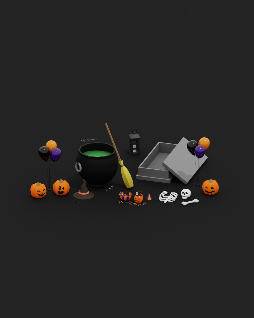 ArtStation - 3D Low Poly Halloween Props Pack