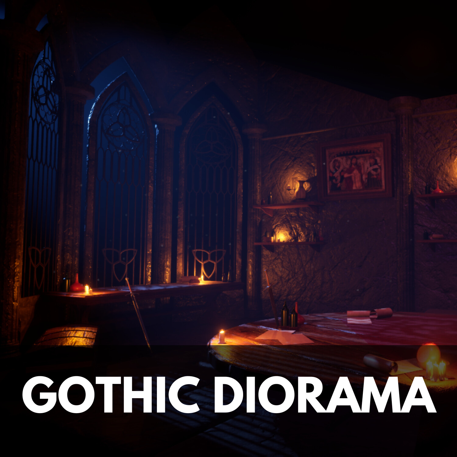 ArtStation - Gothic Architecture Interior Diorama (Sem3)