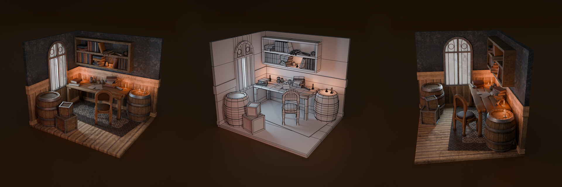 ArtStation - Small fantasy office dioram - trimsheet