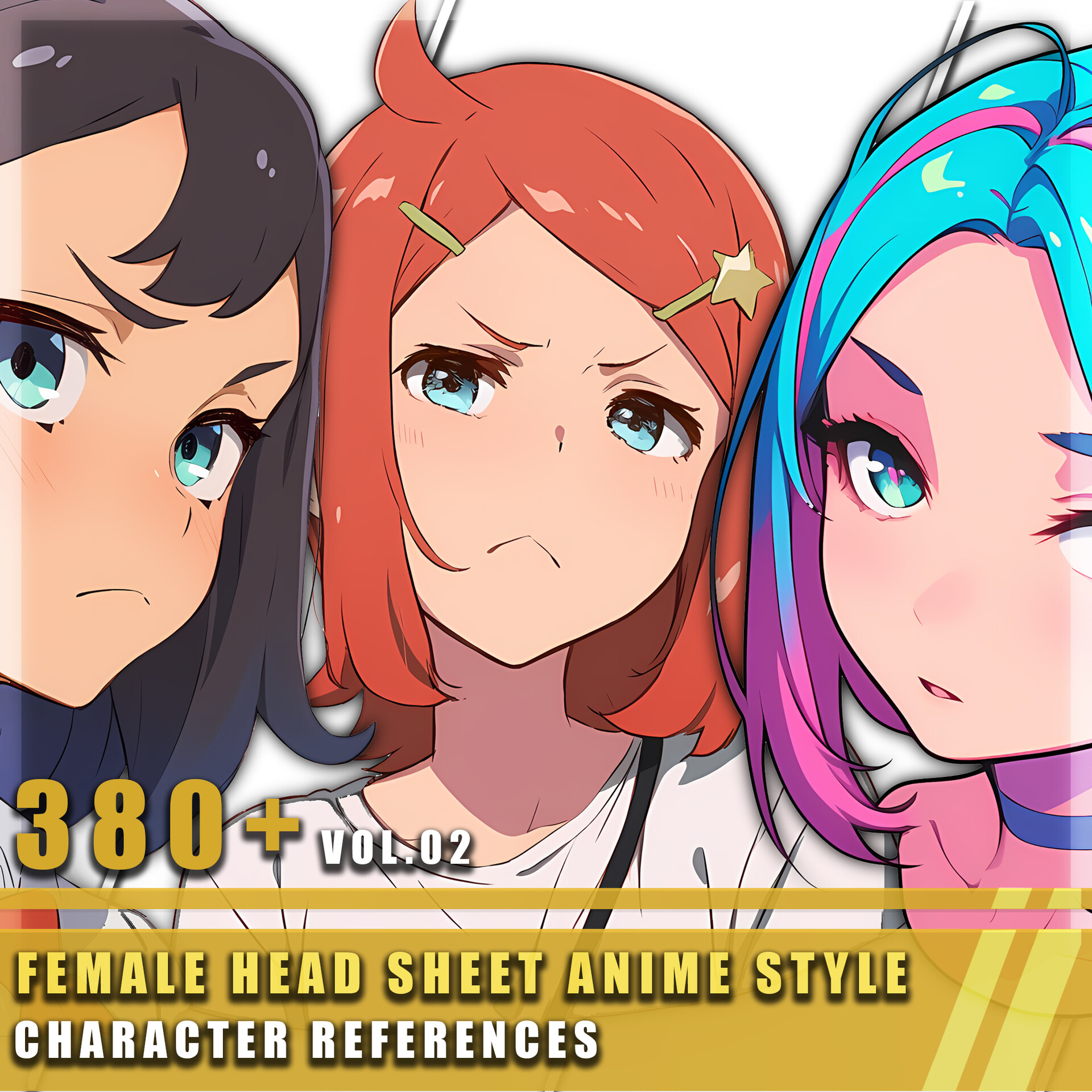 ArtStation - 380+ Female Head Sheet Anime Style - Character References ...