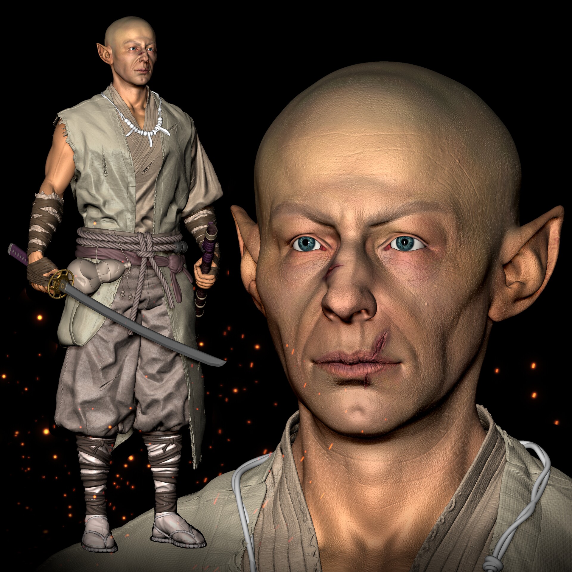 ArtStation - Elf_Samurai (High-Poly)