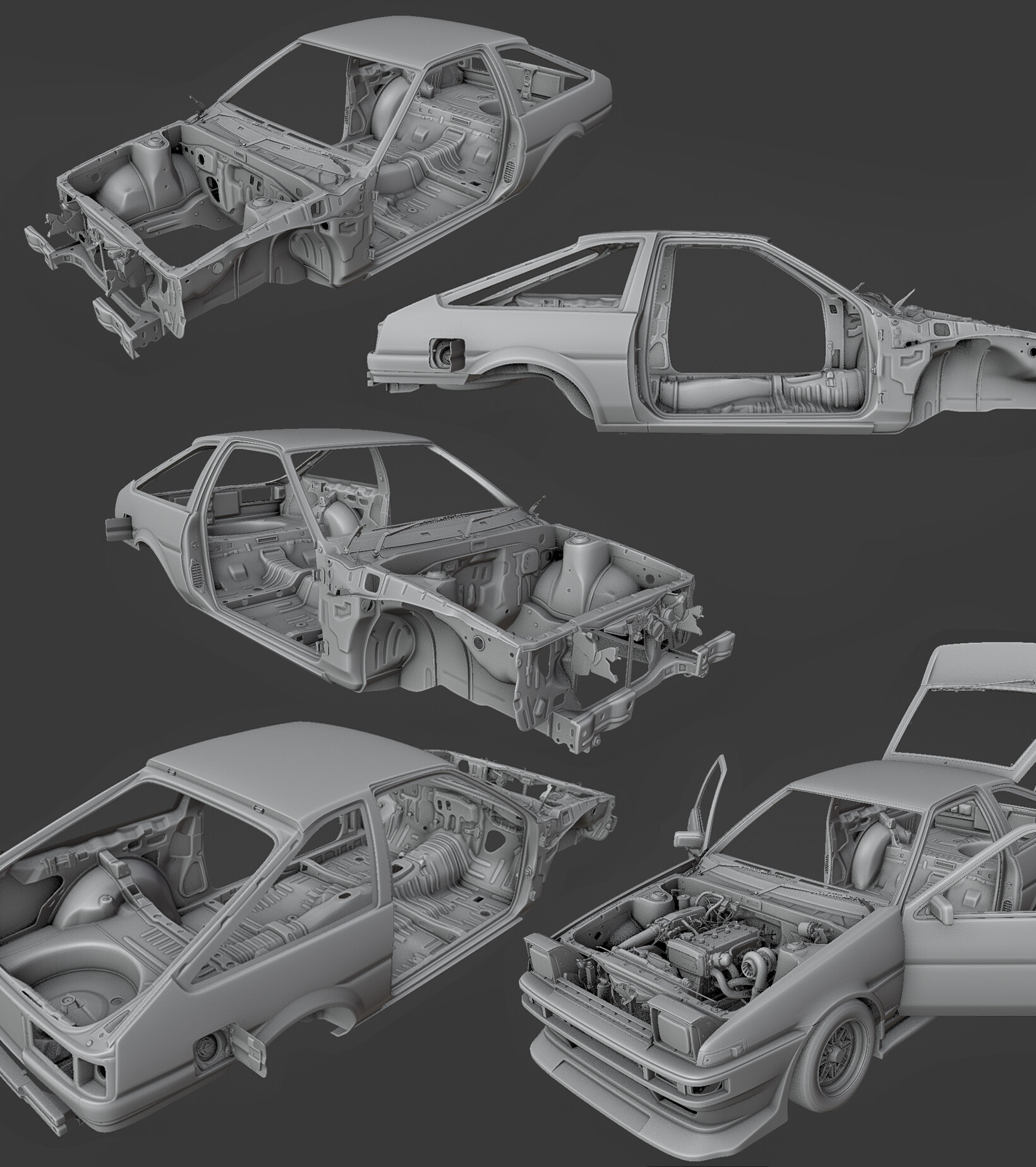 ArtStation - Toyota AE86 Spriter Trueno Body/Chassis 3D Model