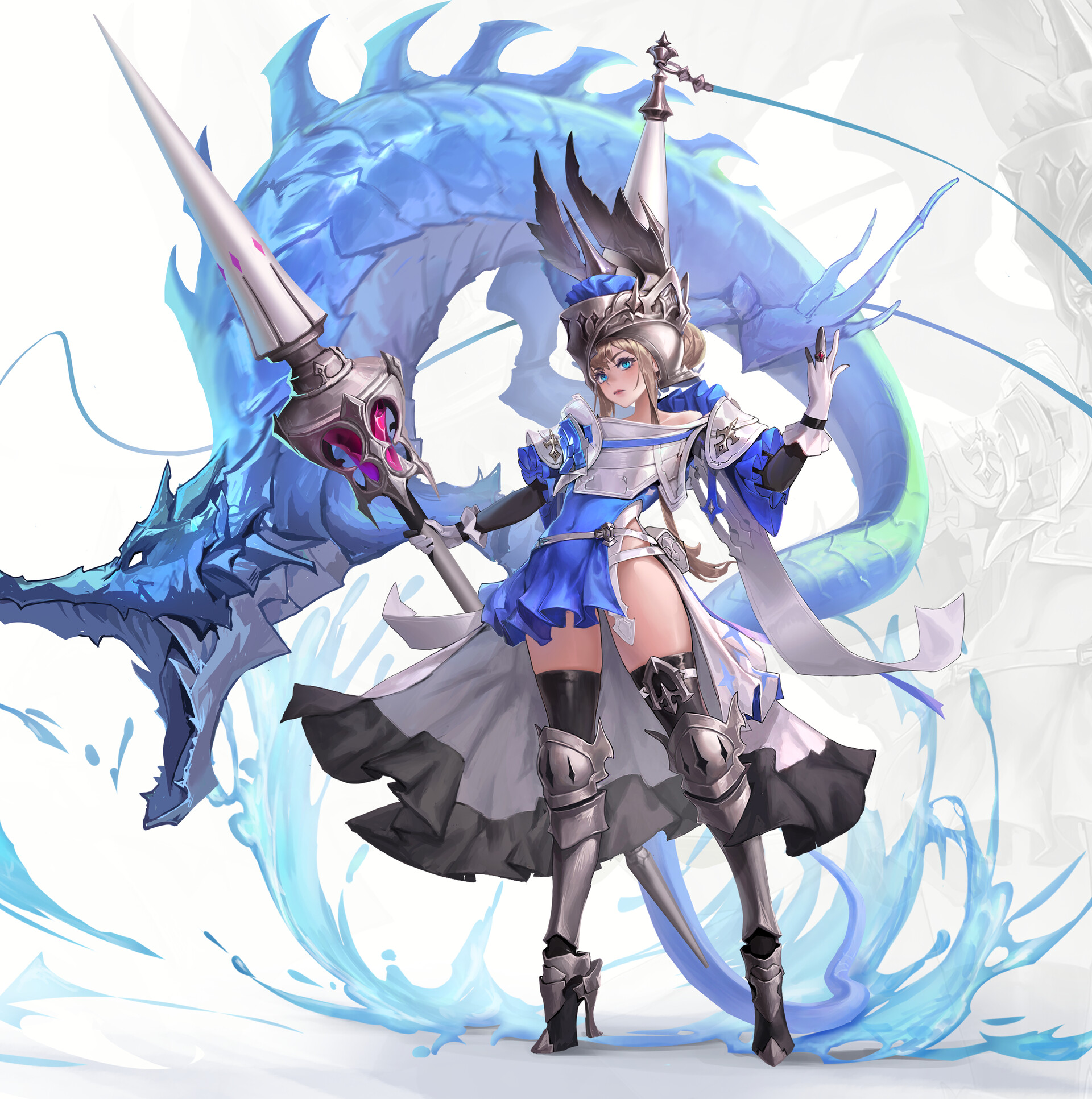 ArtStation - Blue Ocean Knight Summon the waves and ride the storm.