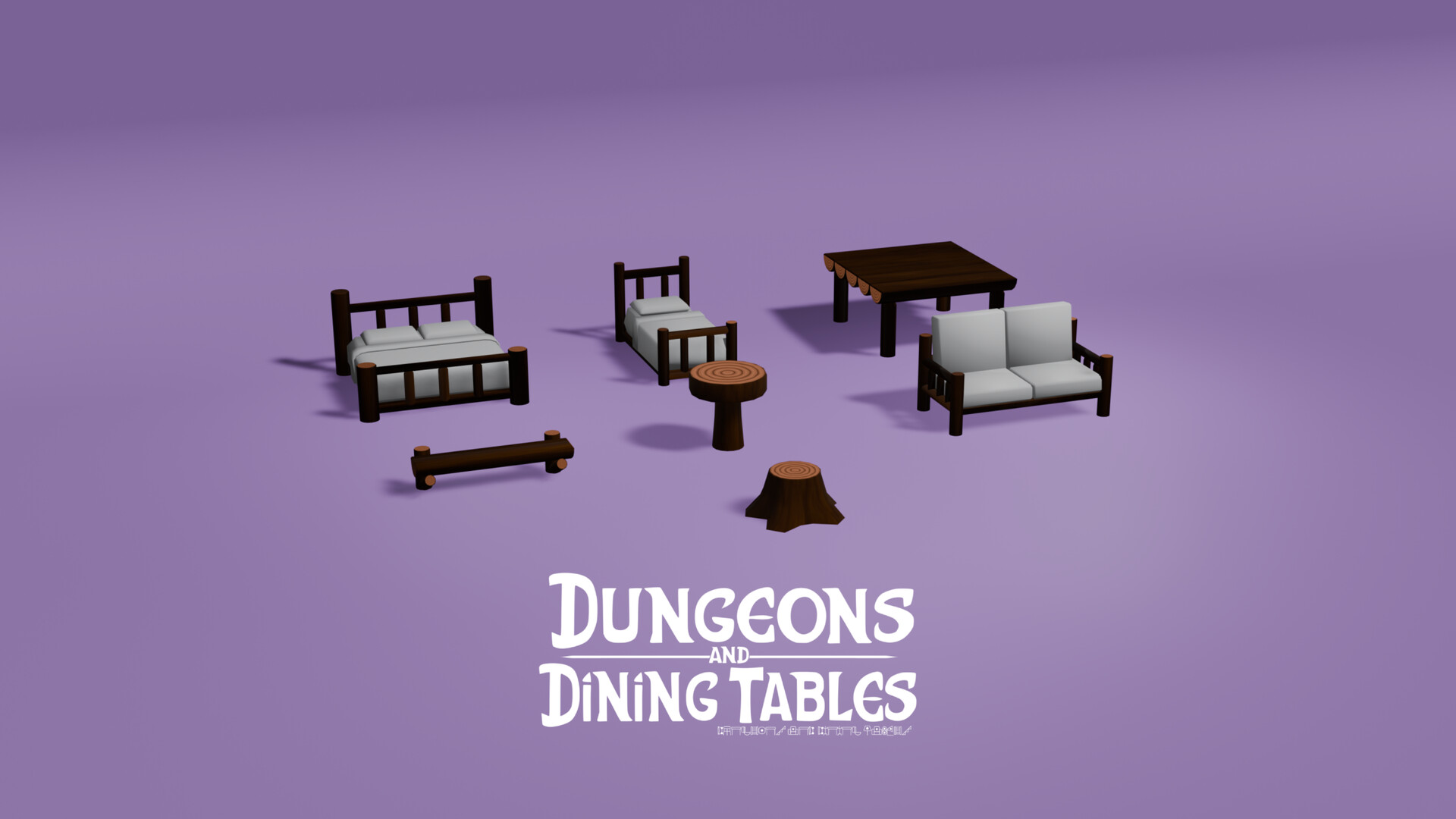 ArtStation - Dungeons and Dining Tables - Log furniture set