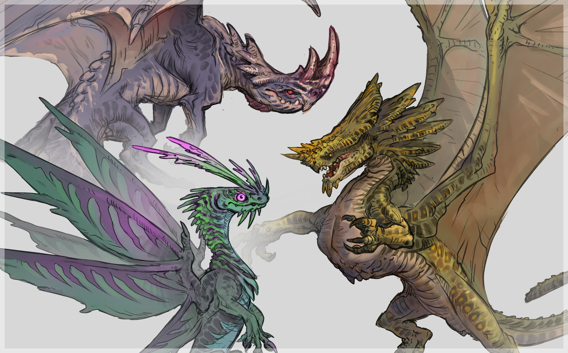 ArtStation - A Whole Lot of Dragons