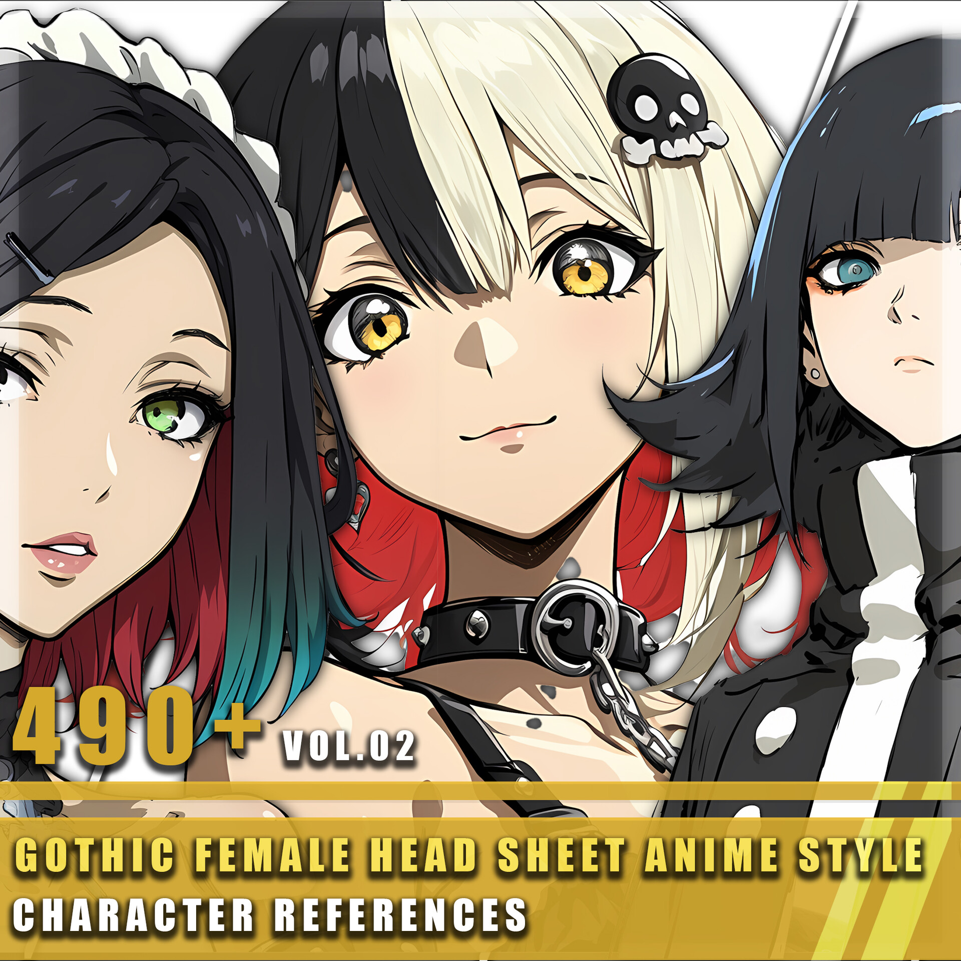 ArtStation - 490+ Gothic Female Head Sheet Anime Style - Character ...