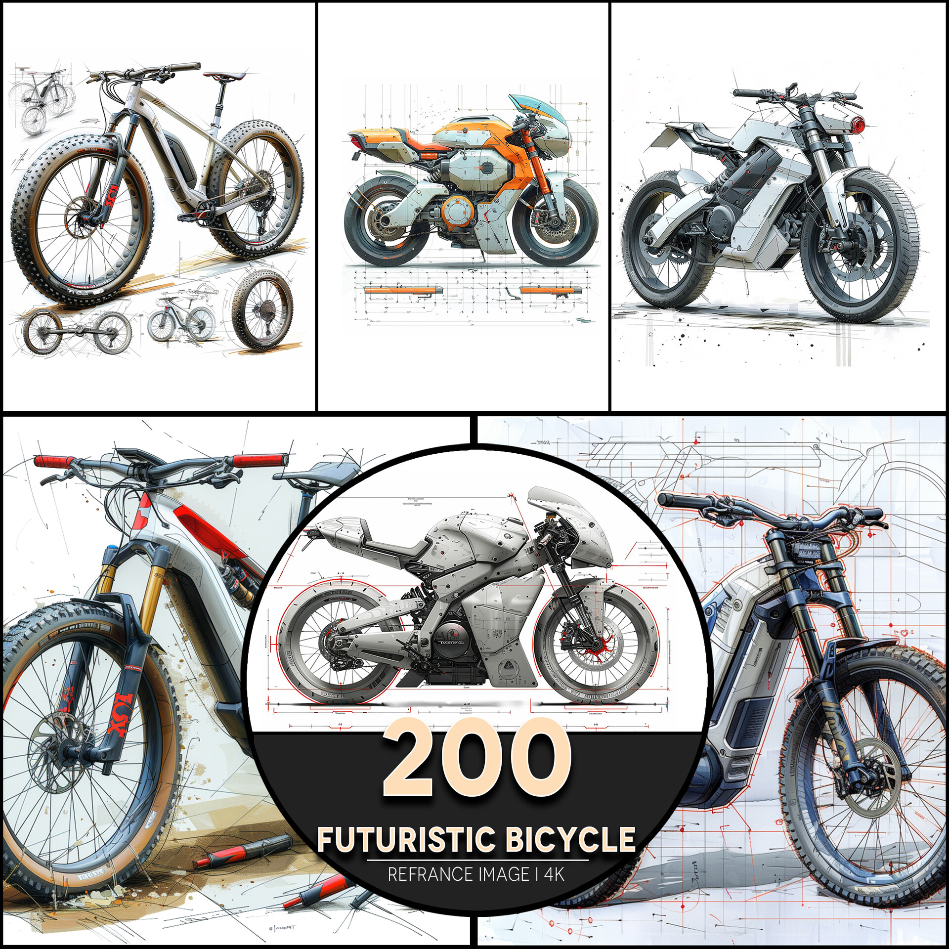 Pixel Ref - Futuristic Bicycle 4K Reference/Concept Images