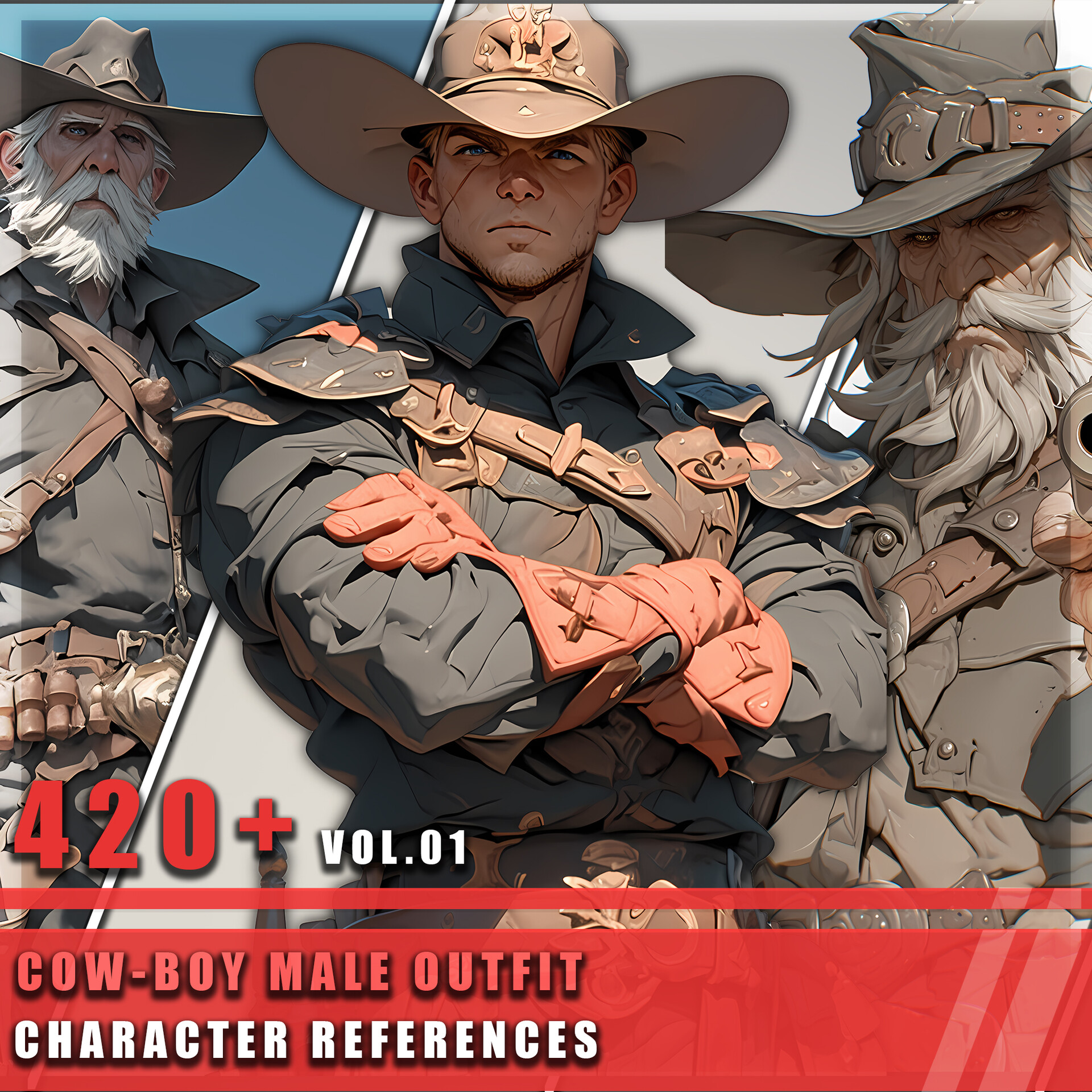 ArtStation - 420+ Cow-Boy Male Outfit - Character References Vol.01