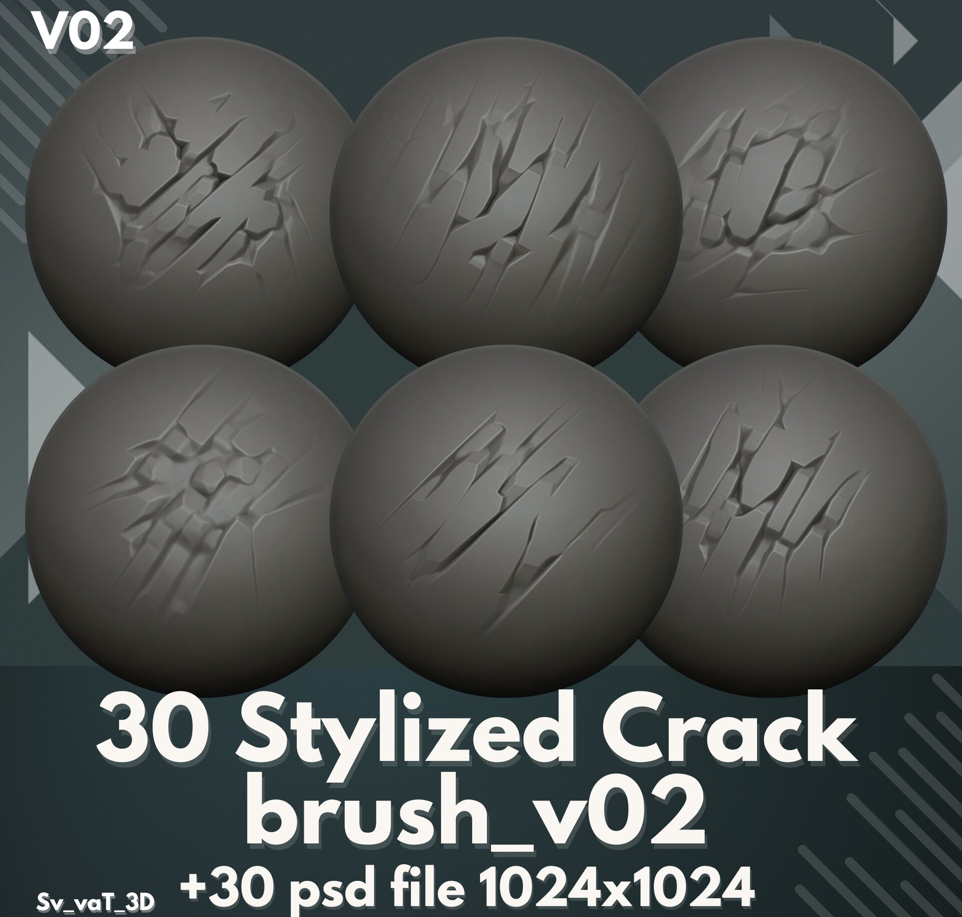 ArtStation - 30 Stylized Crack Brush_v02