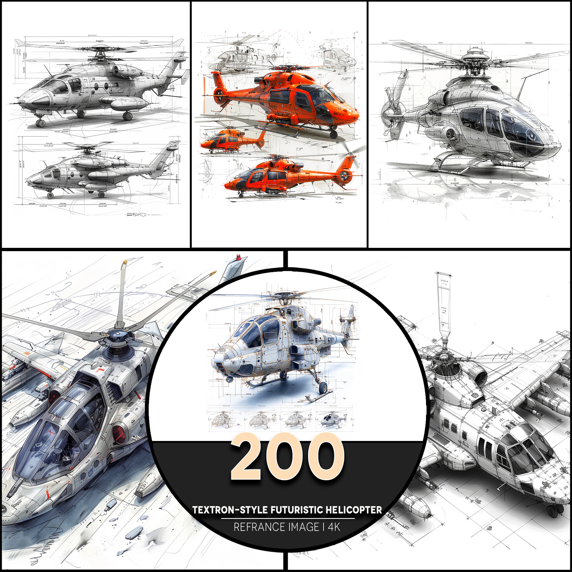Pixel Ref - Textron-style Futuristic Helicopter 4K Reference/Concept Images