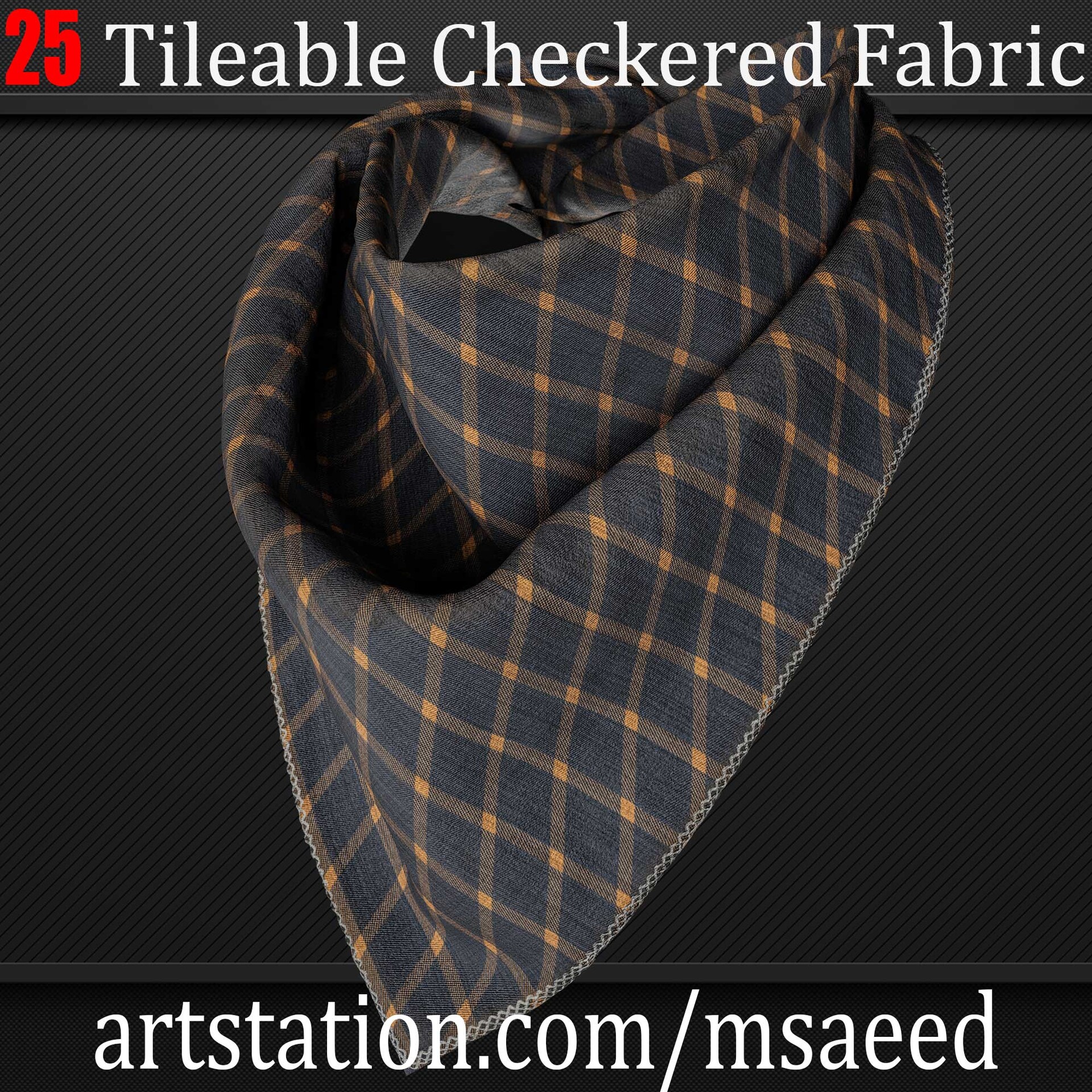 ArtStation - 25 Tileable checkered Fabric_Materials+ 4K PBR Textures_Vol_4