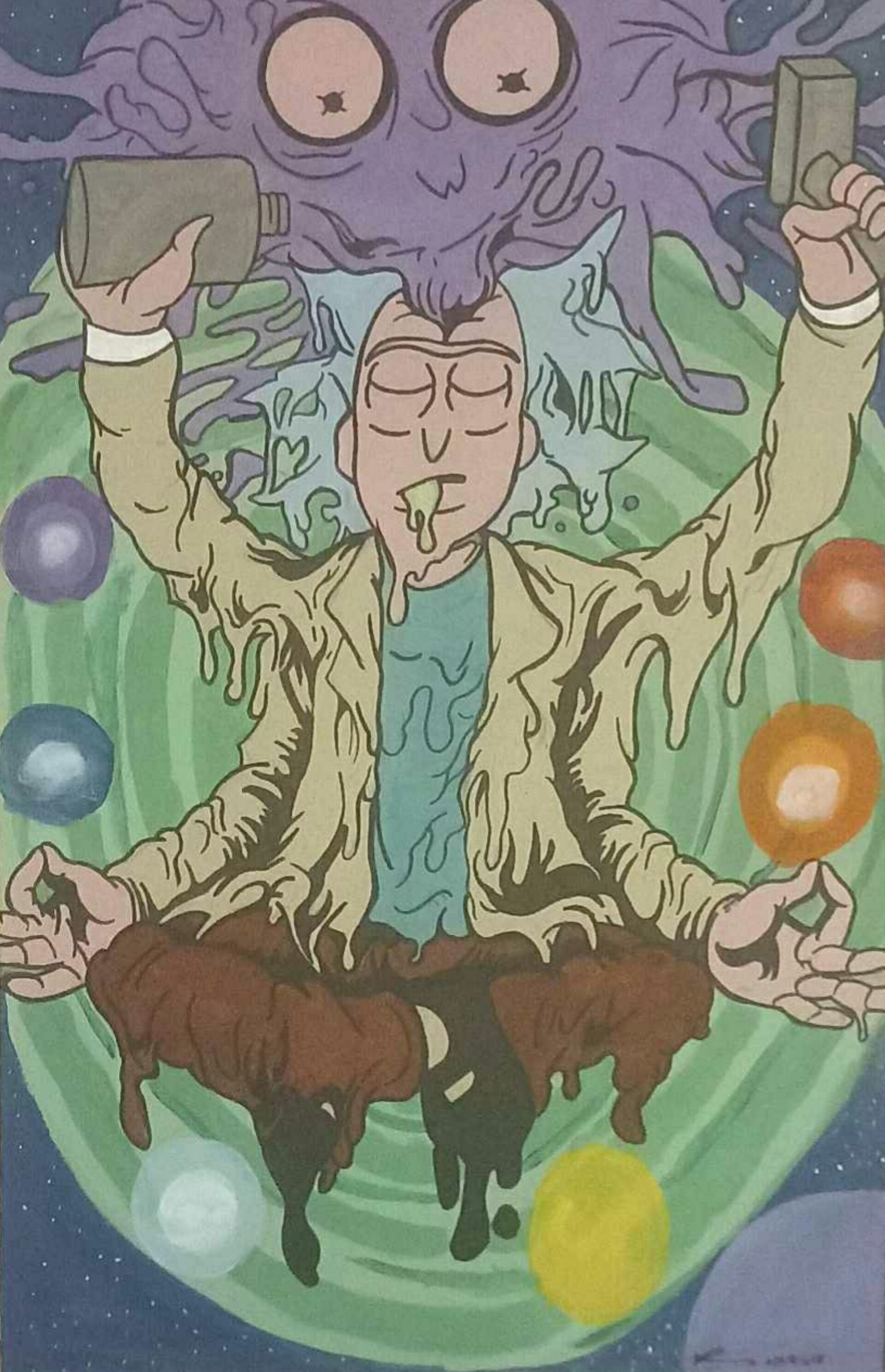 ArtStation - jenksies trippy drippy psychedelic rick from rick and ...