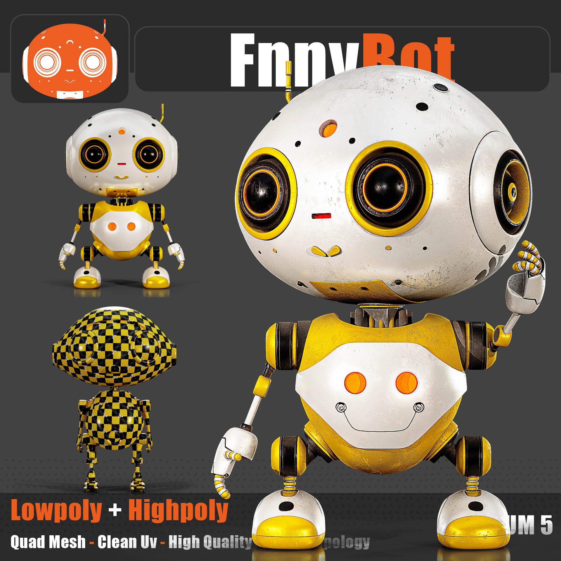 ArtStation - FunnyBot Robot (Fbx-Obj-Max 2021)
