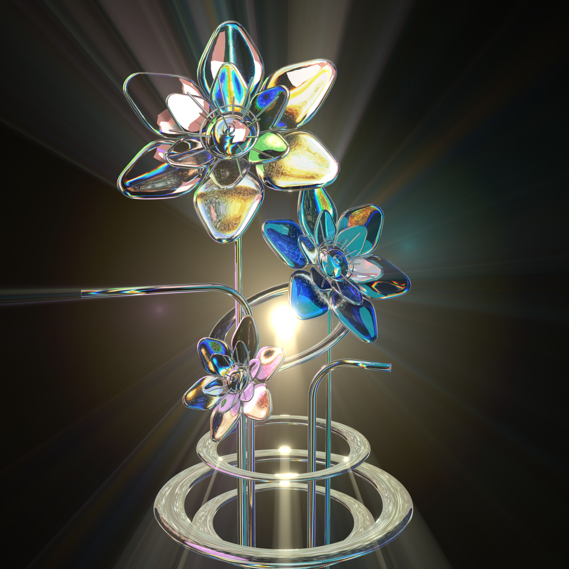 ArtStation - Chrome Flowers