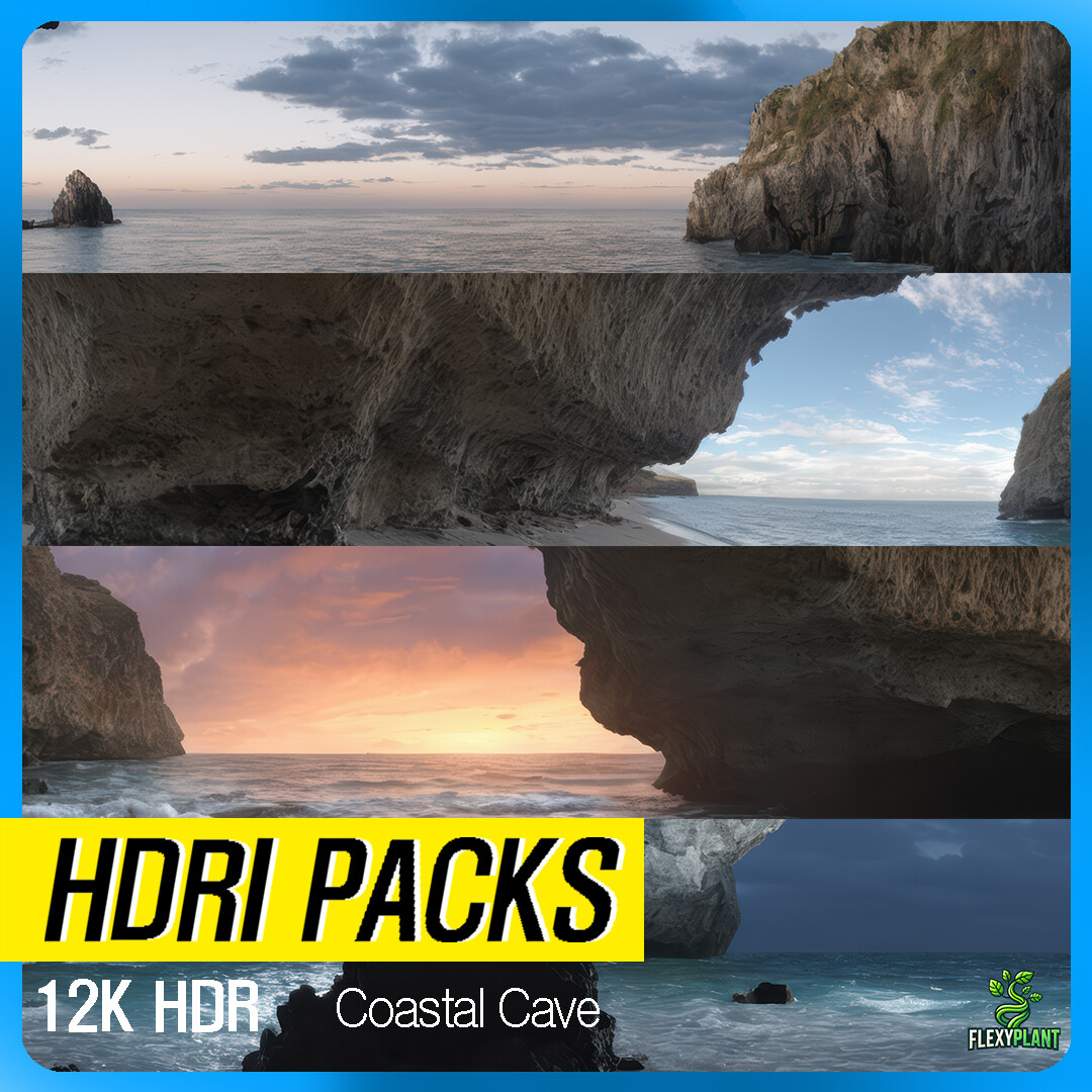 ArtStation - HDRI 21pcs 12k Coastal Cave with ocean