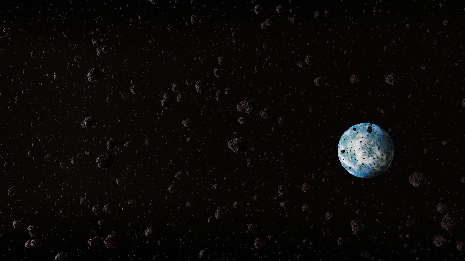 ArtStation - Planet with asteroids.