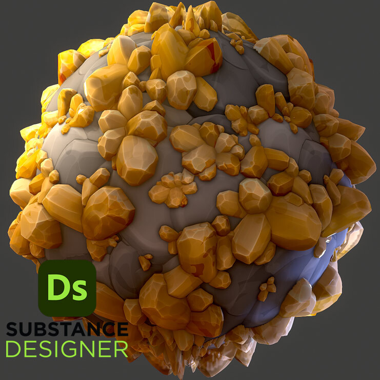 ArtStation - Stylized Rock with Crystal - Substance 3D Designer