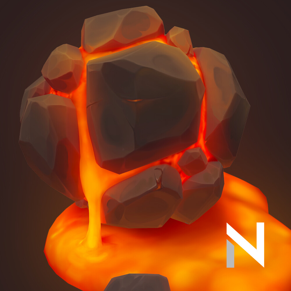 ArtStation - Stylized Lava Boulder | Handpainted (+Variations)