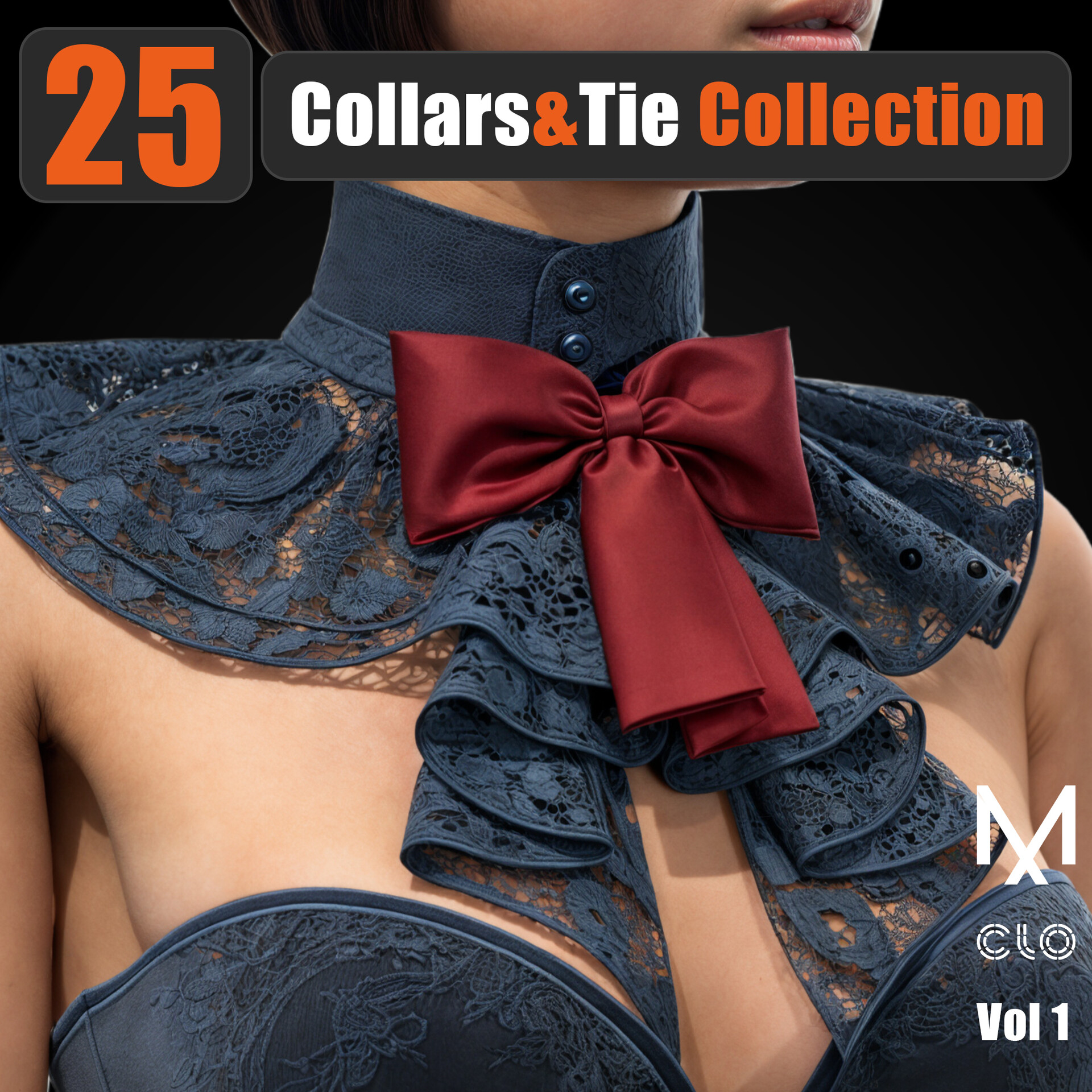 ArtStation - 25 Collars&Tie Collection 3D Model - Vol. 1 (MARVELOUS DESIGNER AND CLO3D : ZPRJ ...