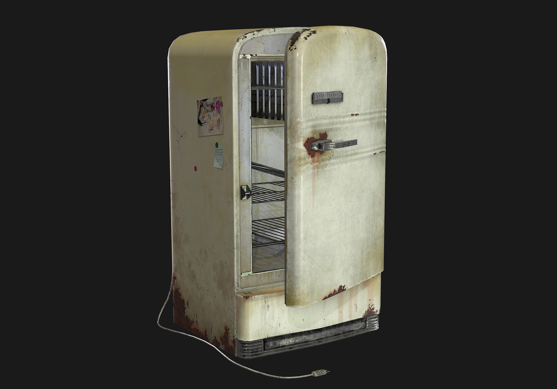 ArtStation - Old rusty fridge