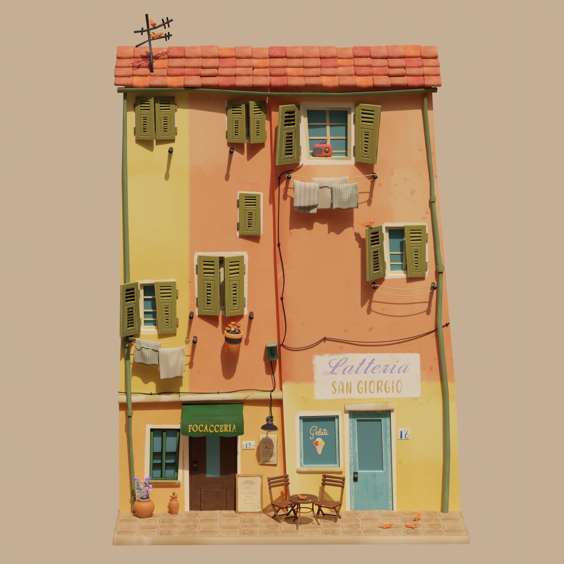 ArtStation - Italian summer town building