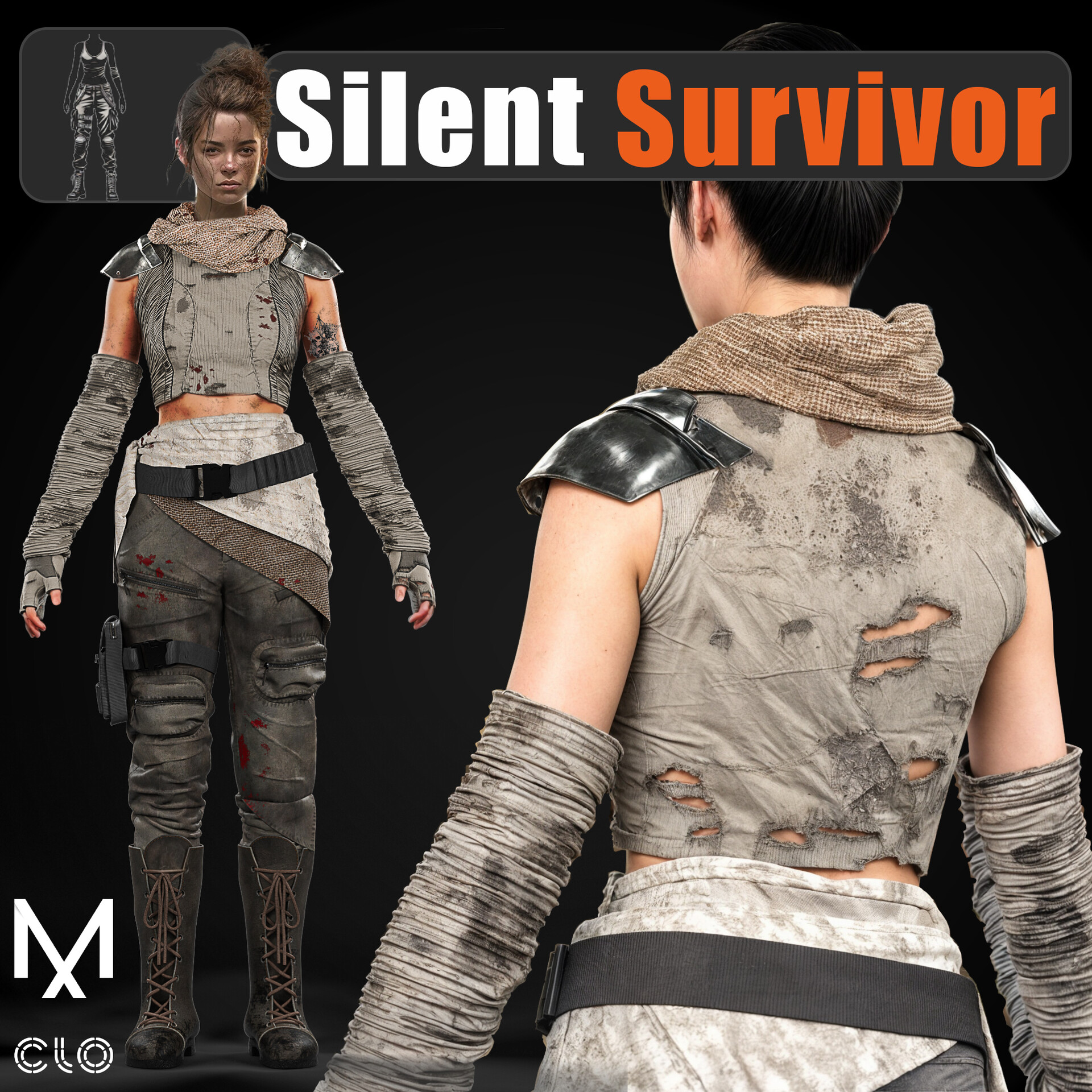 ArtStation - Silent Survivor - Post-Apocalyptic Women's Outfit