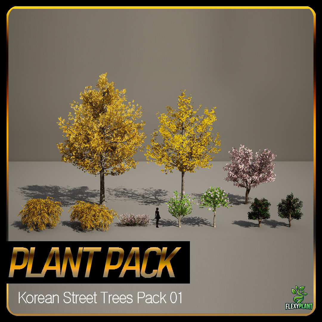 ArtStation - 10 realistic Korean Street Tree Pack 01