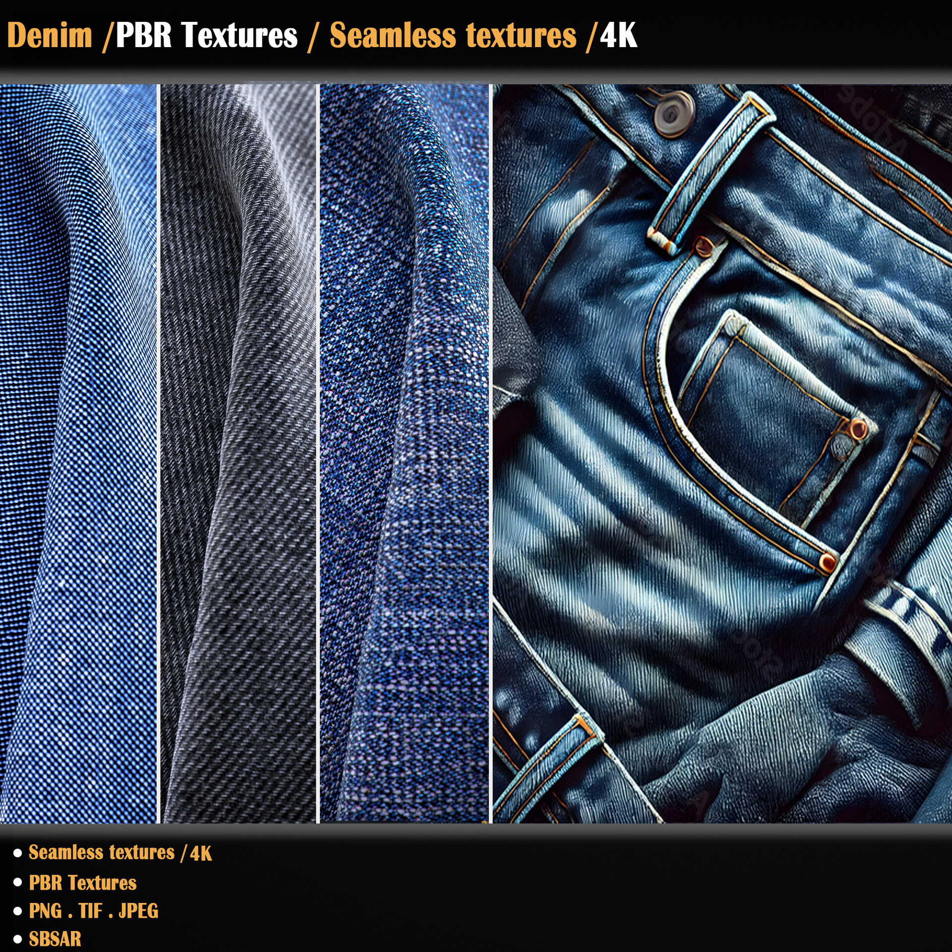 ArtStation - Denim / PBR Textures / Seamless textures /4K