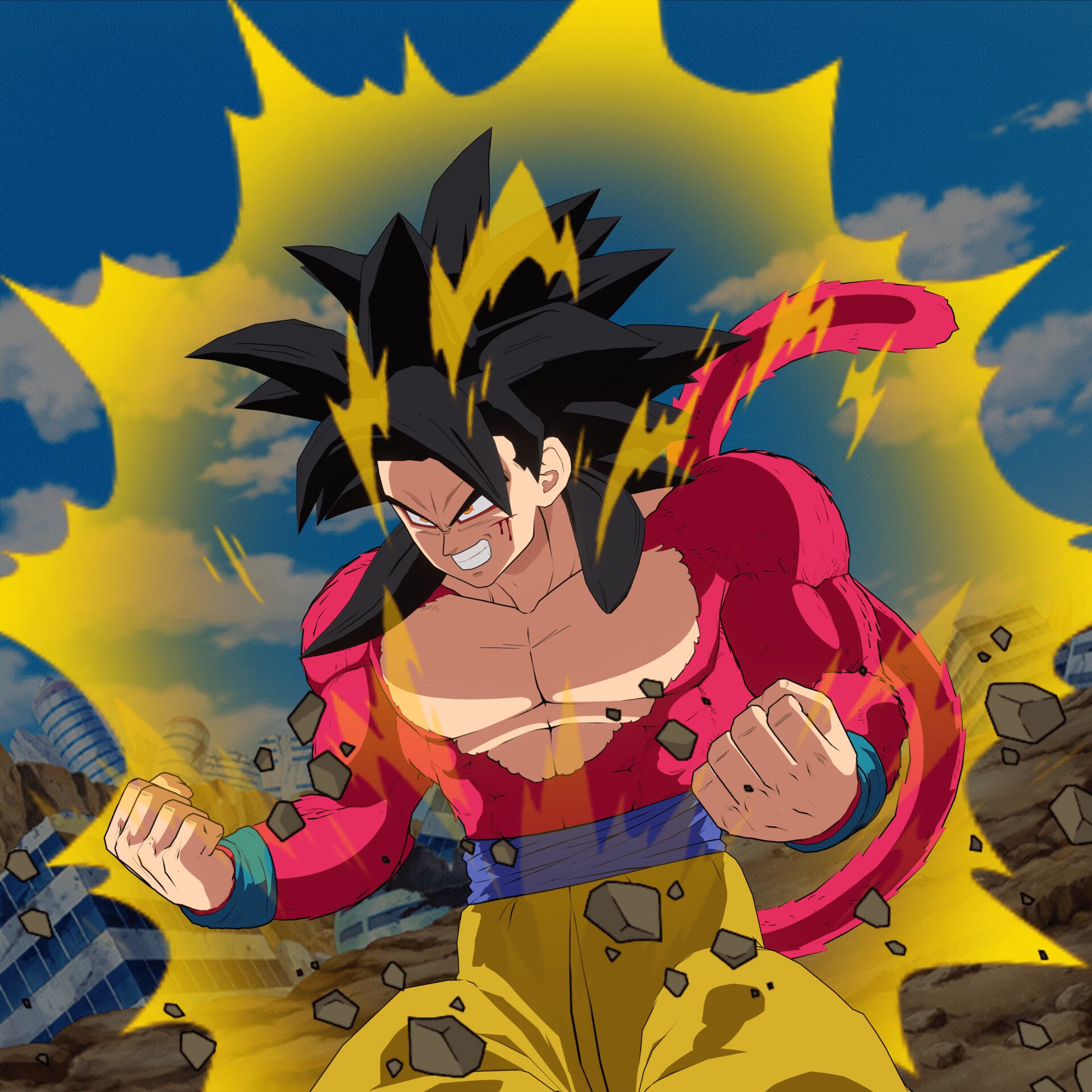 ArtStation - Goku SSJ4 Powering Up