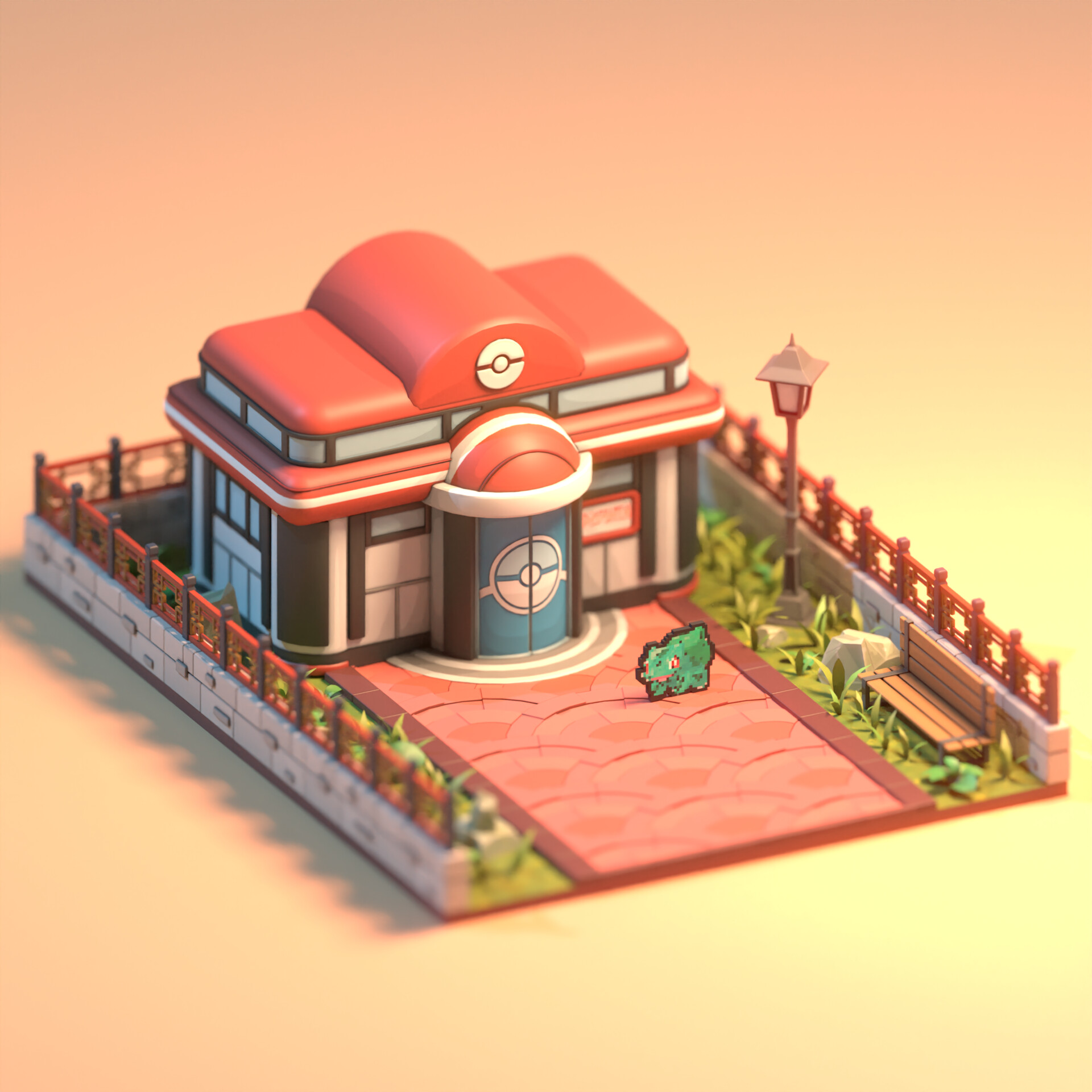 ArtStation - Pokemon Center - Fan 3D Scene