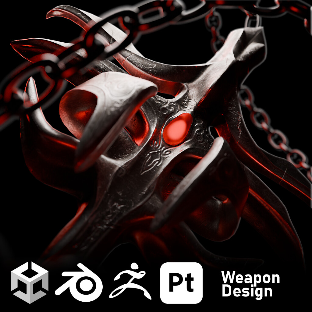 ArtStation - 3D Weapon design - Dark Fantasy Whip - Dread