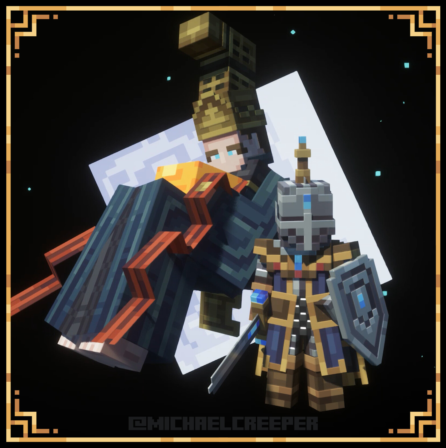ArtStation - MINECRAFT x ELDEN RING - Rennala & Carian Knight