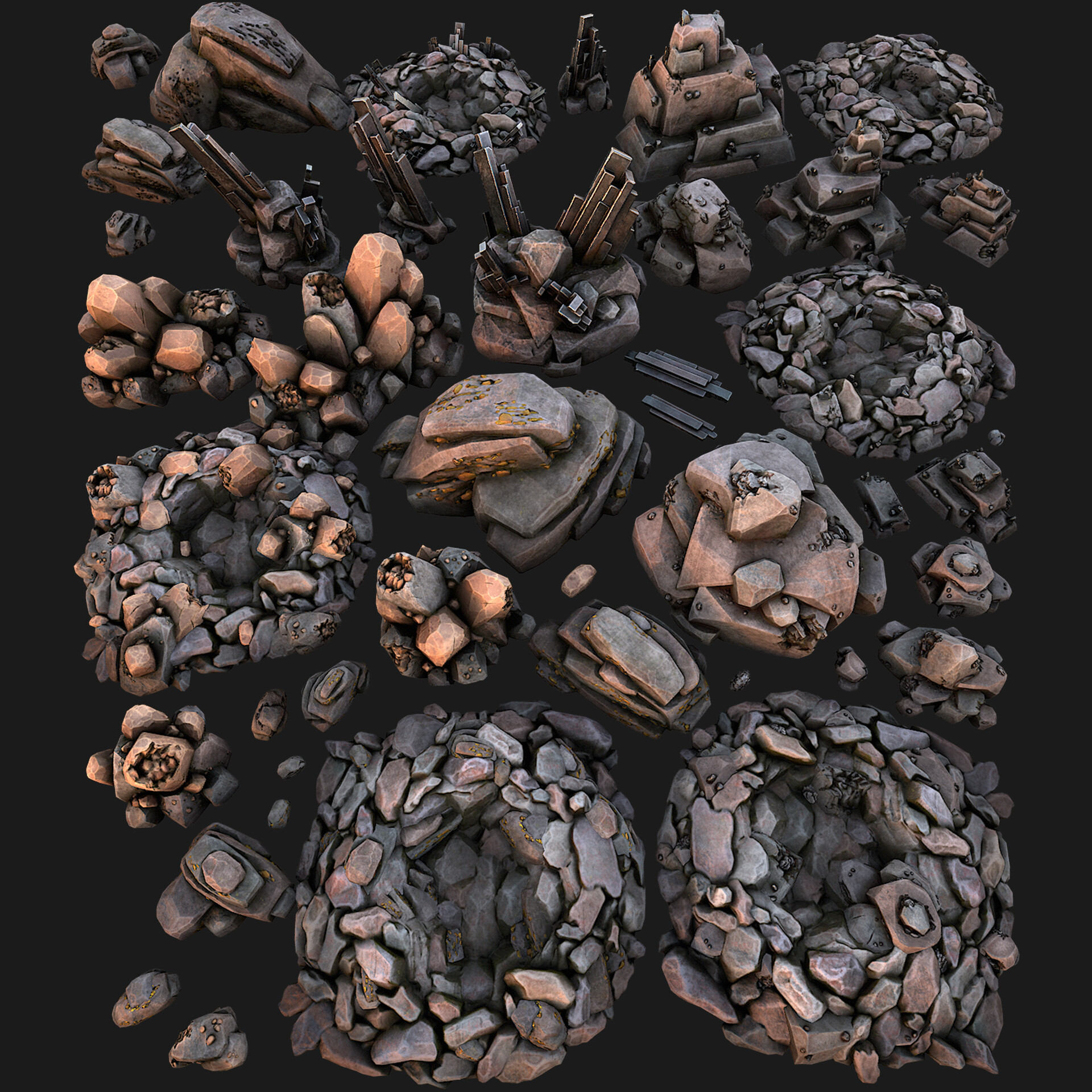 ArtStation - Ore Minerals Gold Iron Copper Coal Resource Pack for Mine Cave 3D Model Collection