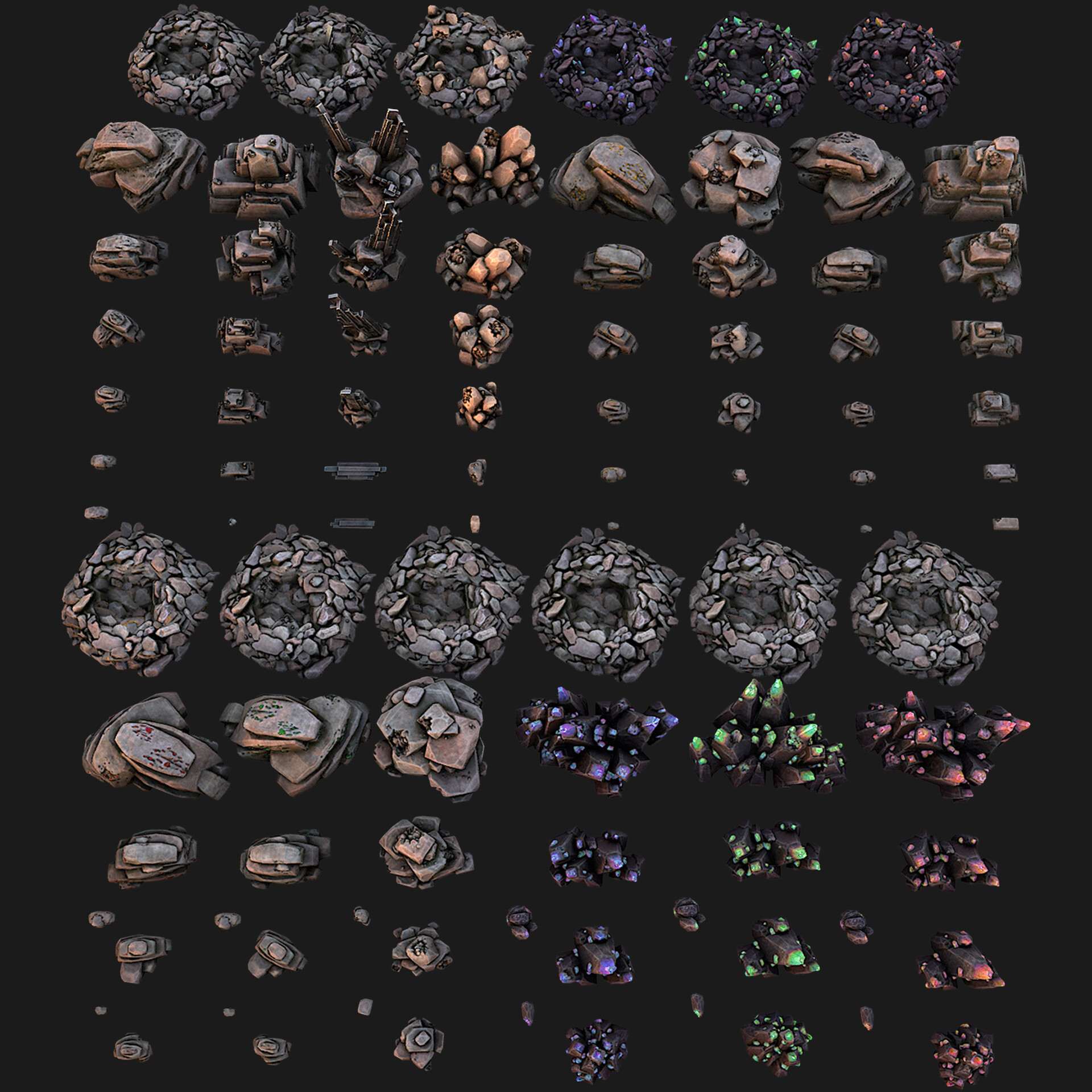 ArtStation - Ore Iron Gems Metal Crystals Minerals Industrial Resources Set