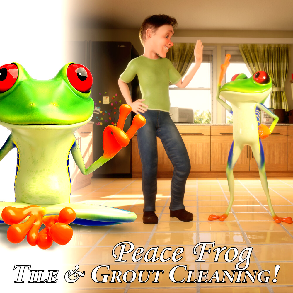 ArtStation - 🎬 New 3D Cartoon Commercial – Peace Frog Tile & Grout ...
