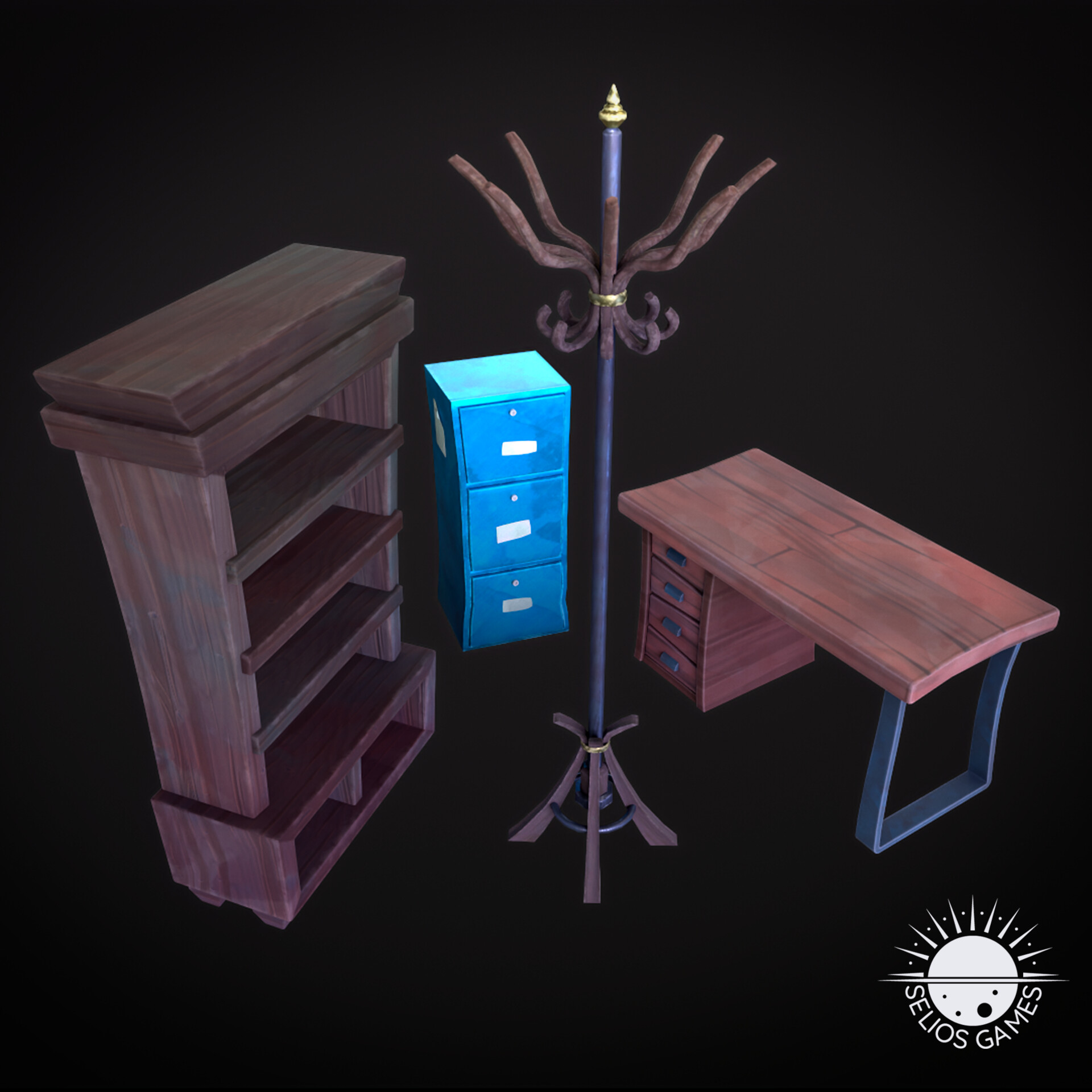 ArtStation - Selios Games : 3D Props stilyzed Desk Lowpoly