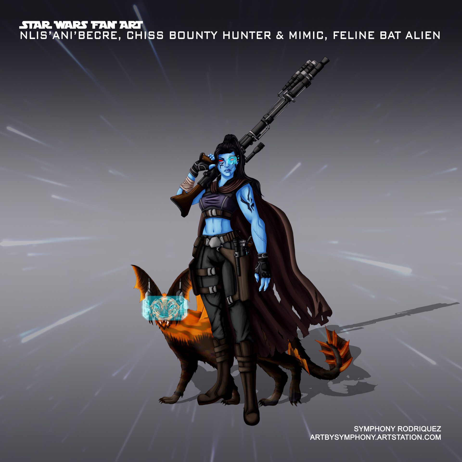 ArtStation - Star Wars Fan Art: Chiss Bounty Hunter & Feline Bat Alien