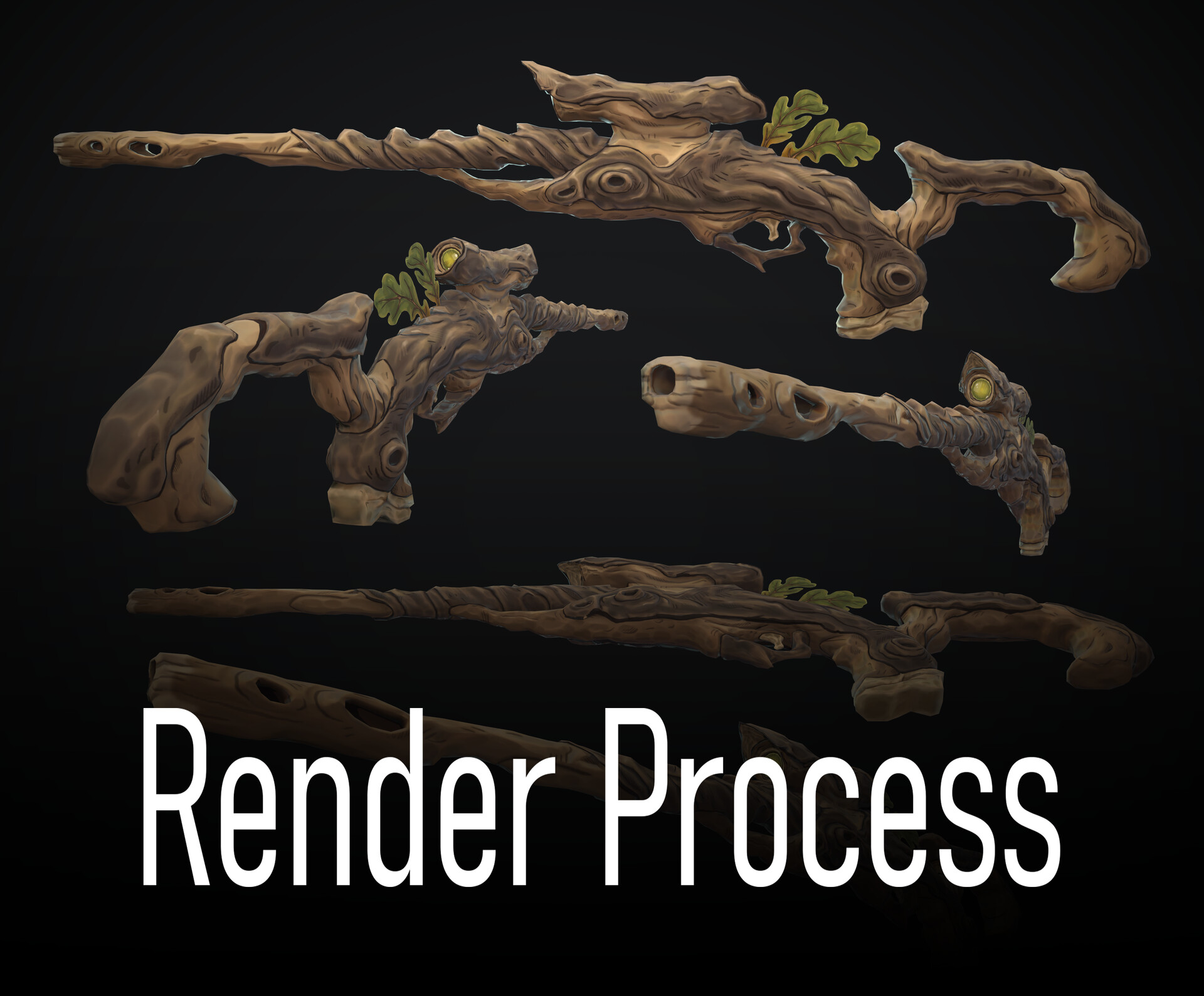ArtStation - Wooden Gun and Render Process