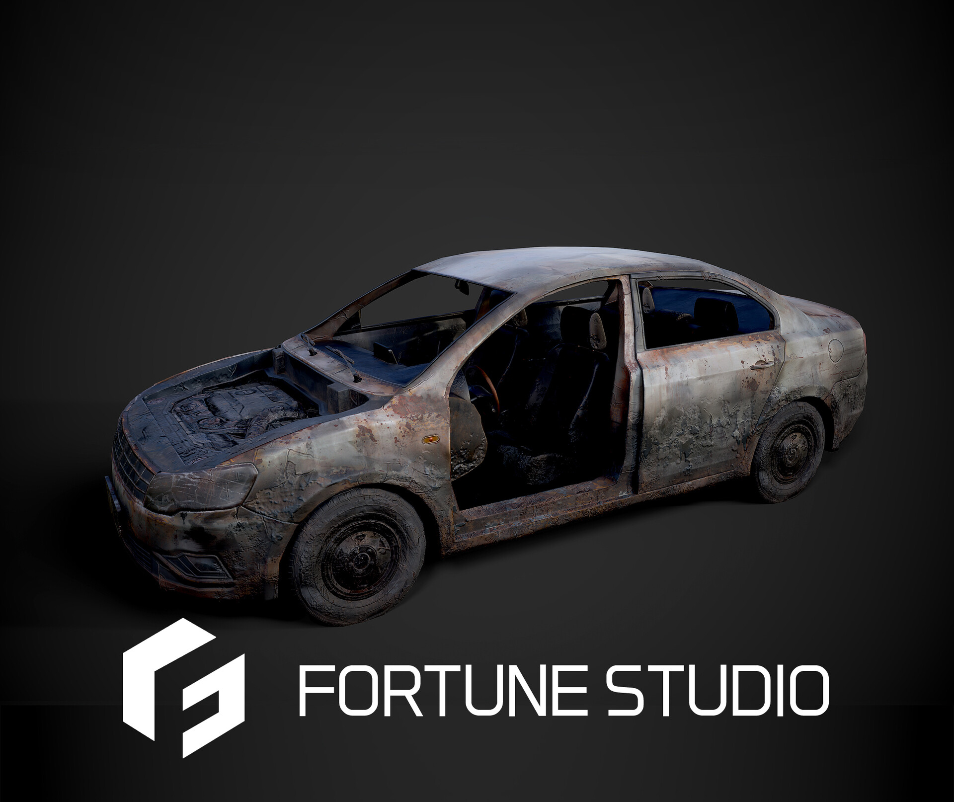 ArtStation - Damaged car-Vehicle