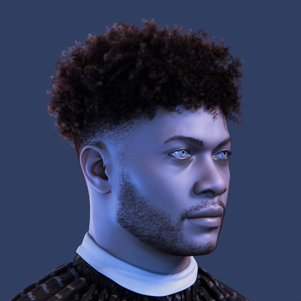 ArtStation - PixelHair Curl Afro fade male Hair Groom for Blender and Unreal Engine (Metahuman)