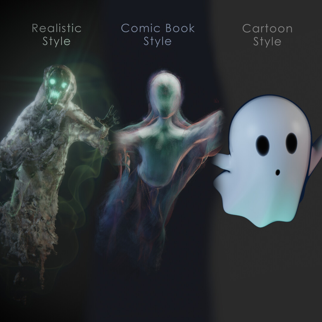 ArtStation - 3D Ghosts in 3 different styles
